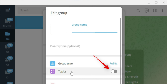 How to create a topic in a group chat on Telegram