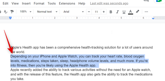 How to indent the second line in Google Docs