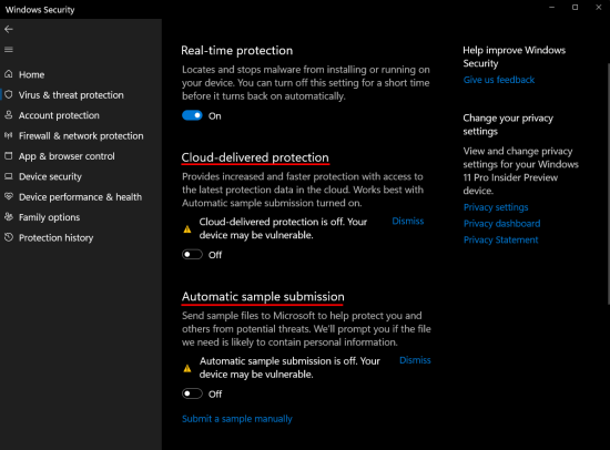 How to turn on Windows Defender in Windows 11